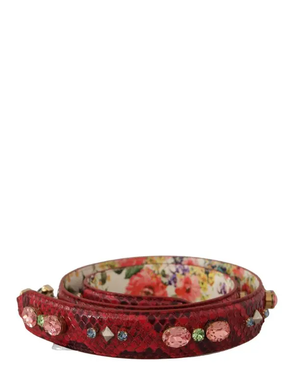 Dolce & Gabbana Exotic Leather Crystal Reversible Shoulder Strap - Red