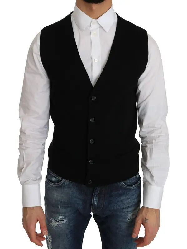 Dolce & Gabbana Waistcoat Woven Cotton - Black