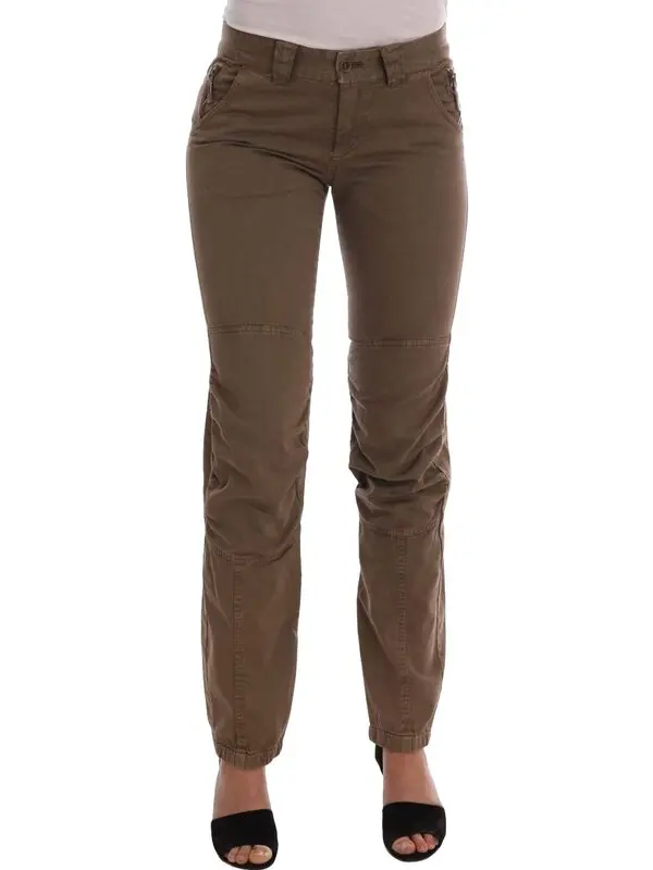 Ermanno Scervino Cotton Slim Fit Trousers - Brown