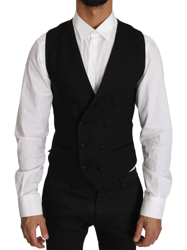 Dolce & Gabbana Wool Double Breasted Waistcoat Vest - Gray