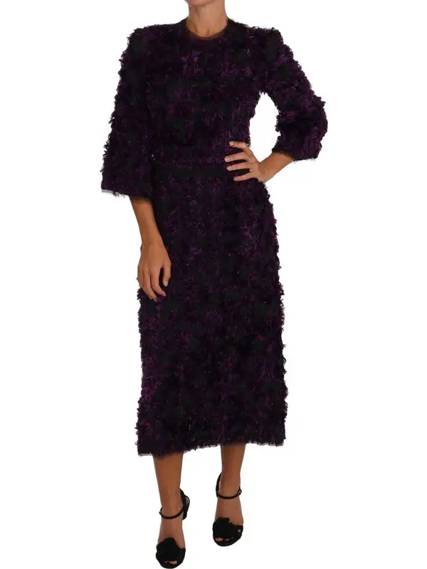 Dolce & Gabbana Fringe Midi Sheath Dress - Purple