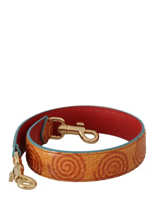 Dolce & Gabbana Leather Swirl Print Bag Shoulder Strap - Orange