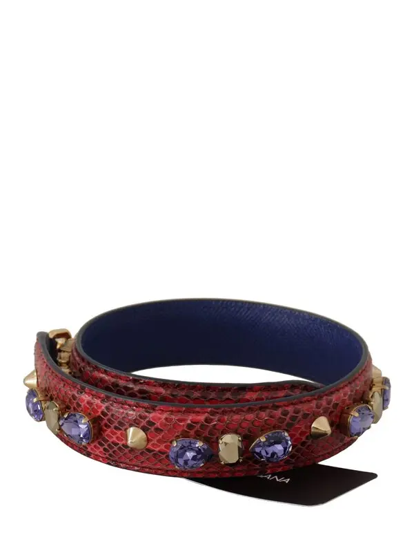 Dolce & Gabbana Exotic Leather Shoulder Strap With Crystals - Red