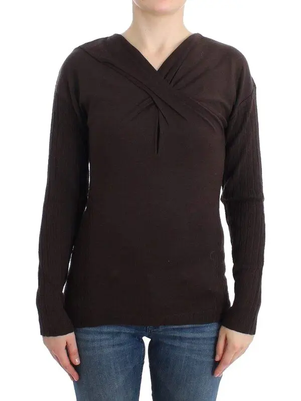Roberto Cavalli Keyhole Virgin Wool Sweater - Brown