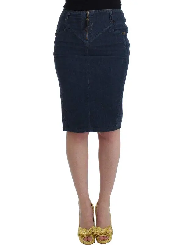 Roberto Cavalli Corduroy Pencil Skirt - Blue