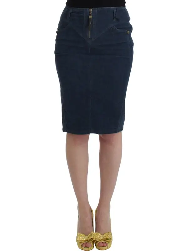 Roberto Cavalli Just Corduroy Pencil Skirt - Blue