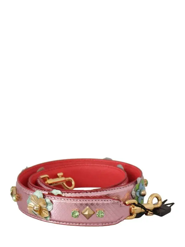 Dolce & Gabbana Metallic Leather Studded Shoulder Strap - Pink
