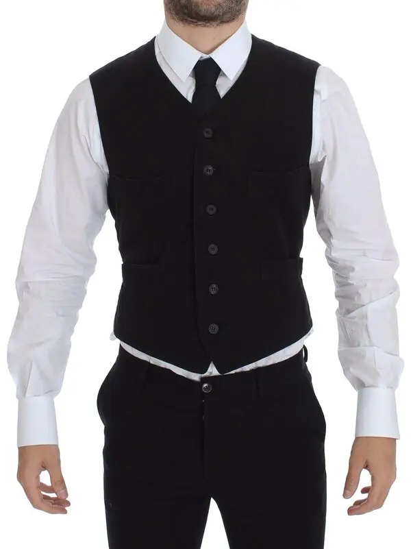 Dolce & Gabbana Flax Cotton Dress Vest - Black