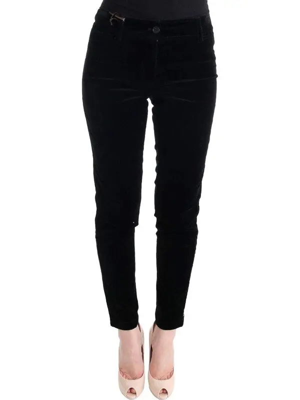Ermanno Scervino Viscose Blend Velvet Cropped Pants - Black