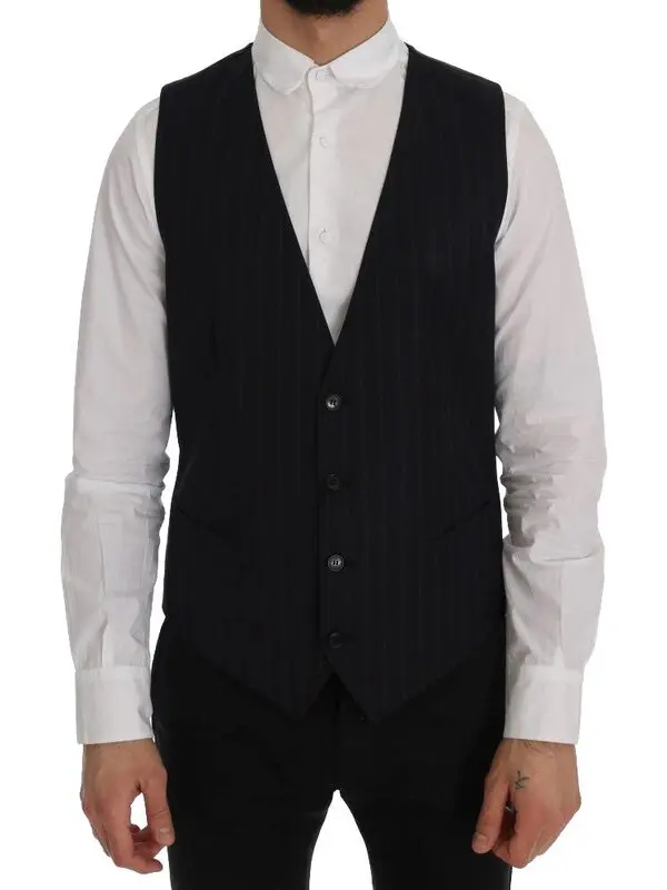 Dolce & Gabbana Wool Blend Striped Vest - Blue