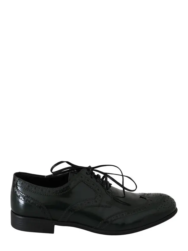 Dolce & Gabbana Leather Brogue Oxford Wingtip Shoes - Green