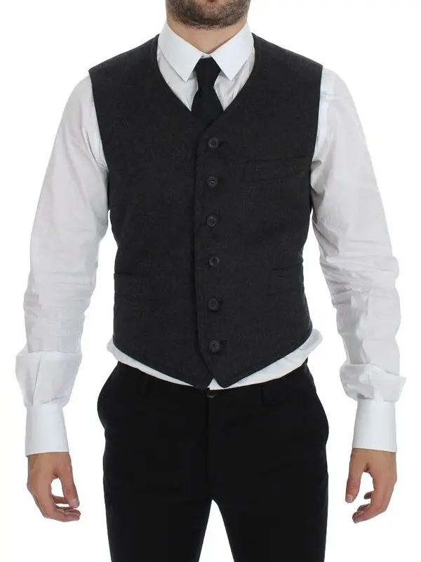 Dolce & Gabbana Wool Blend Single Breasted Vest - Gray
