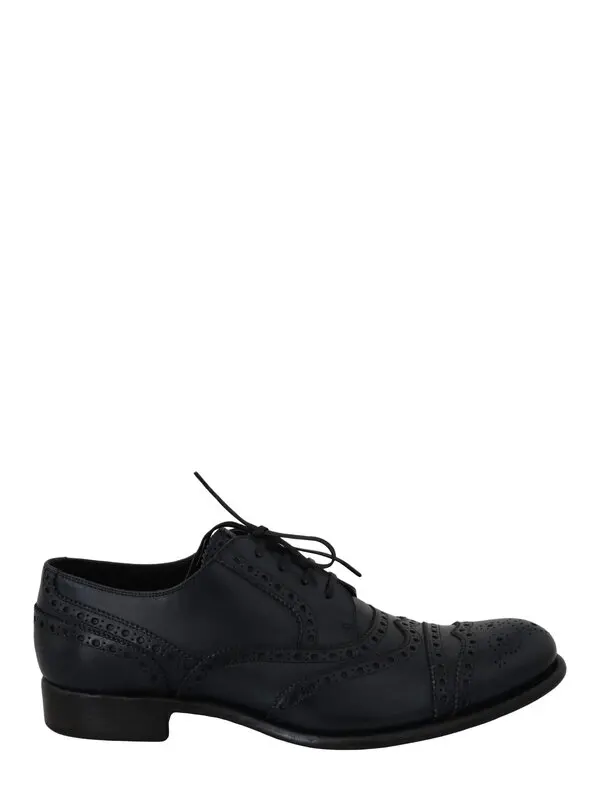 Dolce & Gabbana Leather Wingtip Oxford Dress Shoes - Blue