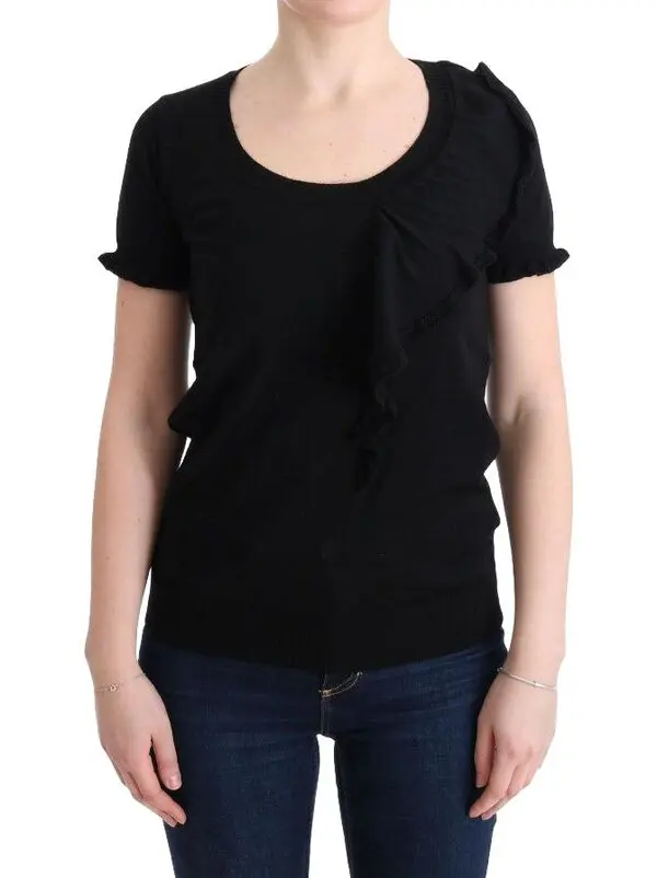 MARGHI LO' Wool T-shirt Top - Black