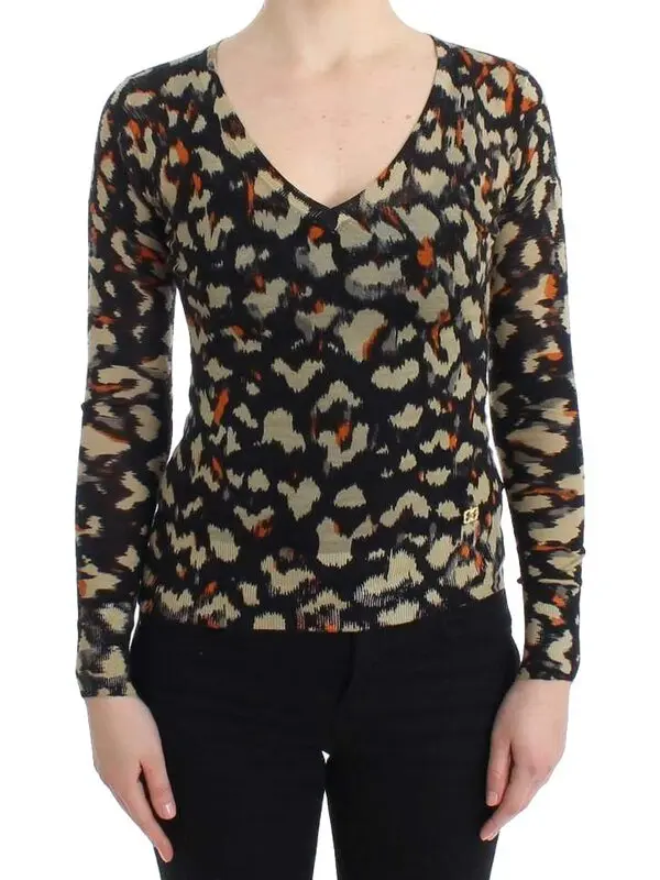Roberto Cavalli V-neck Wool Jumper - Multicolor