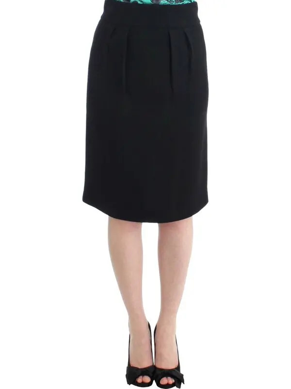 Roberto Cavalli Wool Pencil Skirt - Black