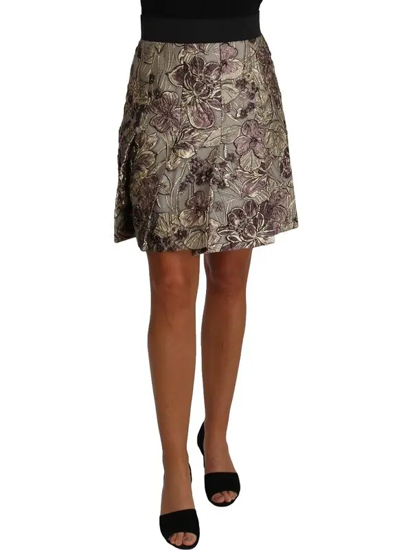 Dolce & Gabbana Floral Print Jacquard A-line Mini Skirt - Multicolor