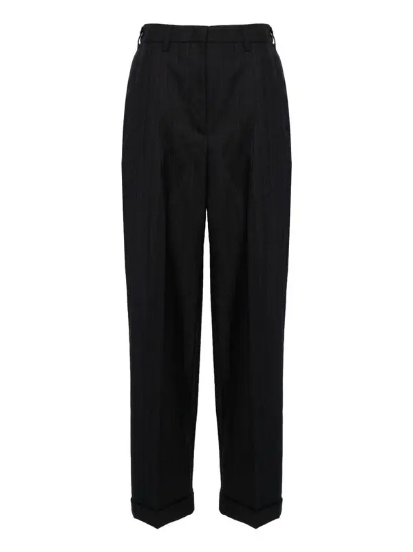 Miu Miu High-waisted Pinstripe Trousers - Bleu