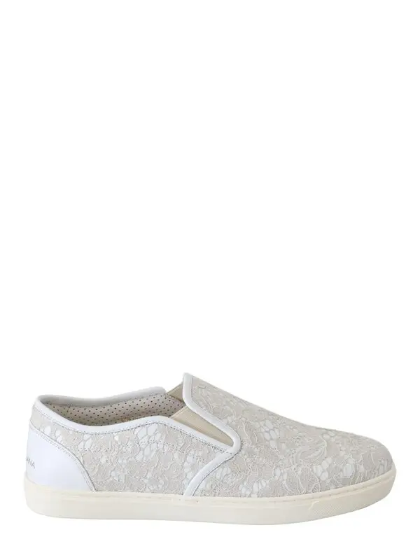 Dolce & Gabbana Leather Lace Slip On Loafers - White
