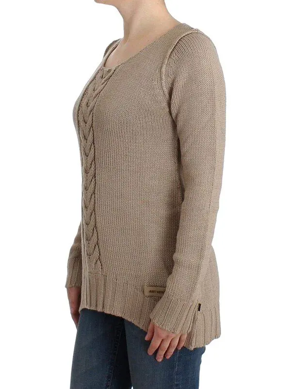 Roberto Cavalli Knitted Wool Sweater - Beige
