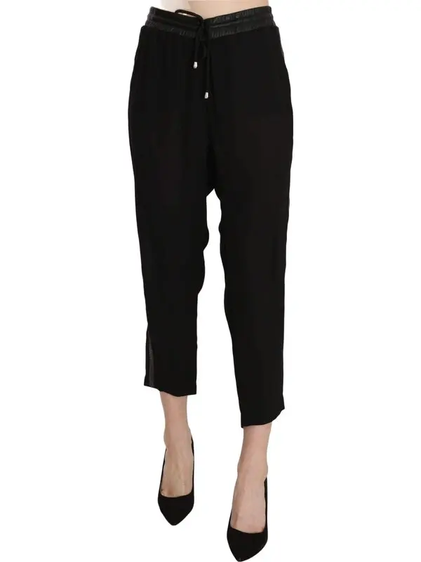 Guess High-waist Cropped Pants - Black