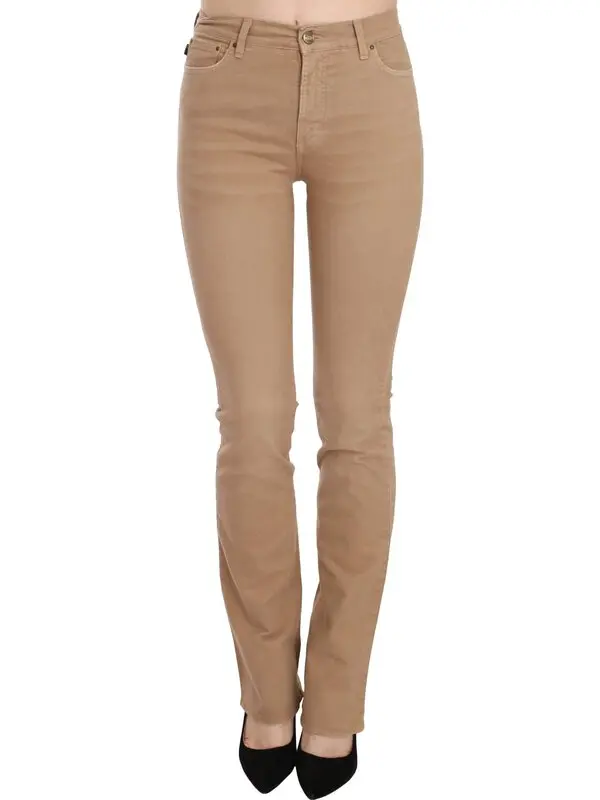Just Cavalli Cotton Stretch Mid-waist Skinny Trousers - Brown