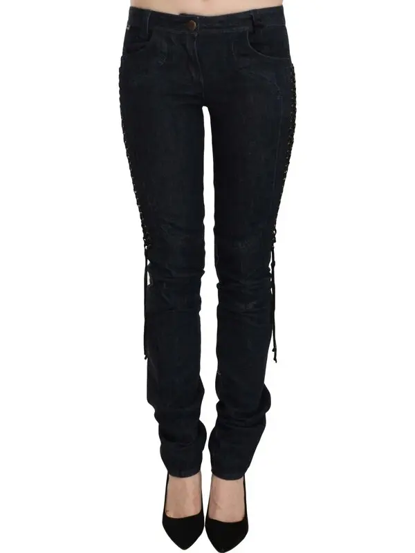 Just Cavalli Braided String Skinny Trousers - Black