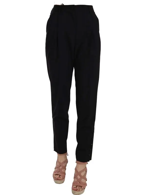 Dolce & Gabbana Button Detailed Pleated Tapered Trousers - Black