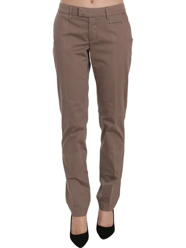 DONDUP Low Waist Straight Cut Trousers - Brown