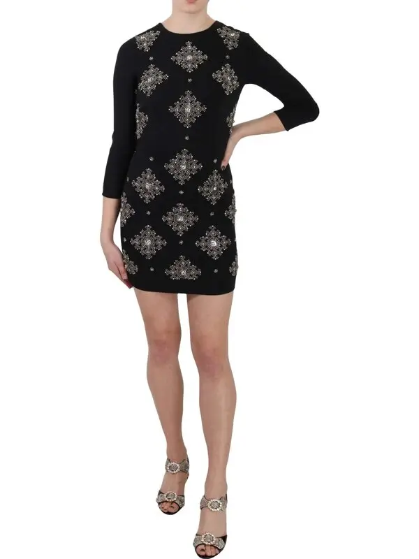 John Richmond Crystal Embellished Mini Dress - Black