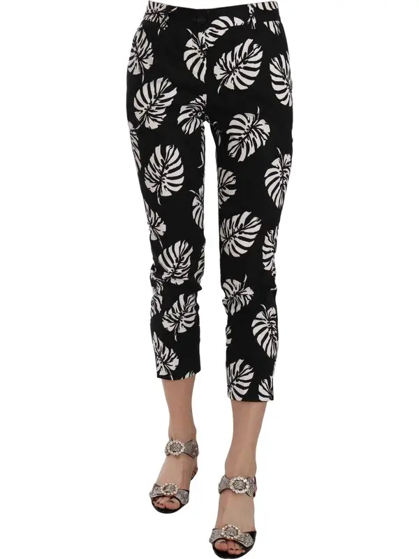 Dolce & Gabbana Palm Leaf Print Skinny Capri - Black