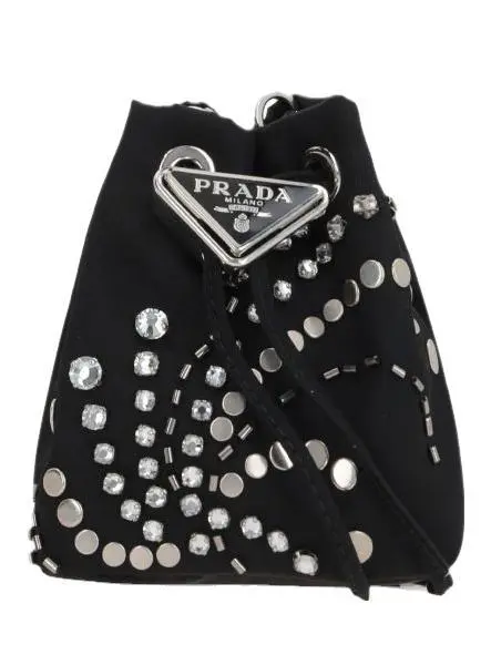 Prada Logo-appliqué Studded Bucket Bag - Nero