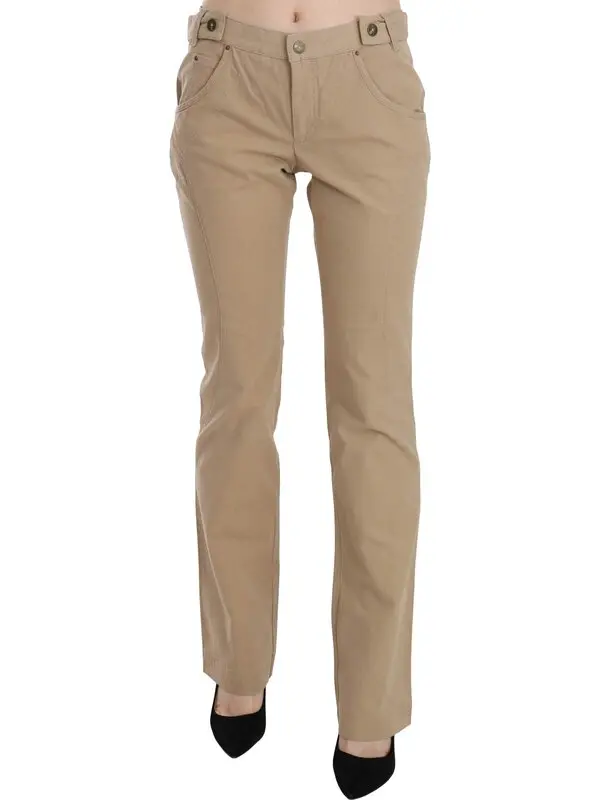Just Cavalli Mid Waist Straight Trousers - Beige