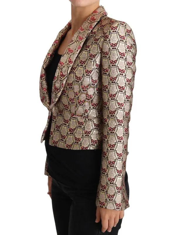 Dolce & Gabbana Floral Sequined Blazer Coat - Gold