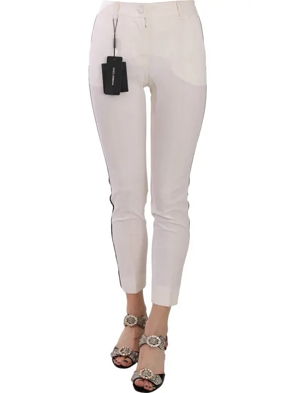 Dolce & Gabbana Side Stripe Cropped Skinny Trousers - White
