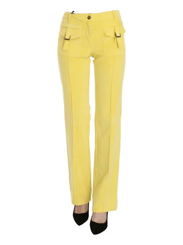 Just Cavalli Corduroy Mid Waist Straight Leg Trousers - Yellow
