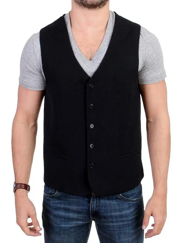 Costume National C’n’c Wool Blend Casual Vest - Black
