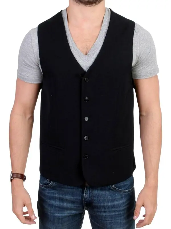 Costume National Wool Blend Casual Vest - Black