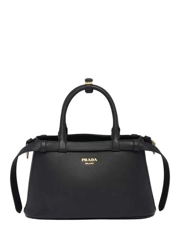 Prada Small Belted Leather Two-way Bag - Nero
