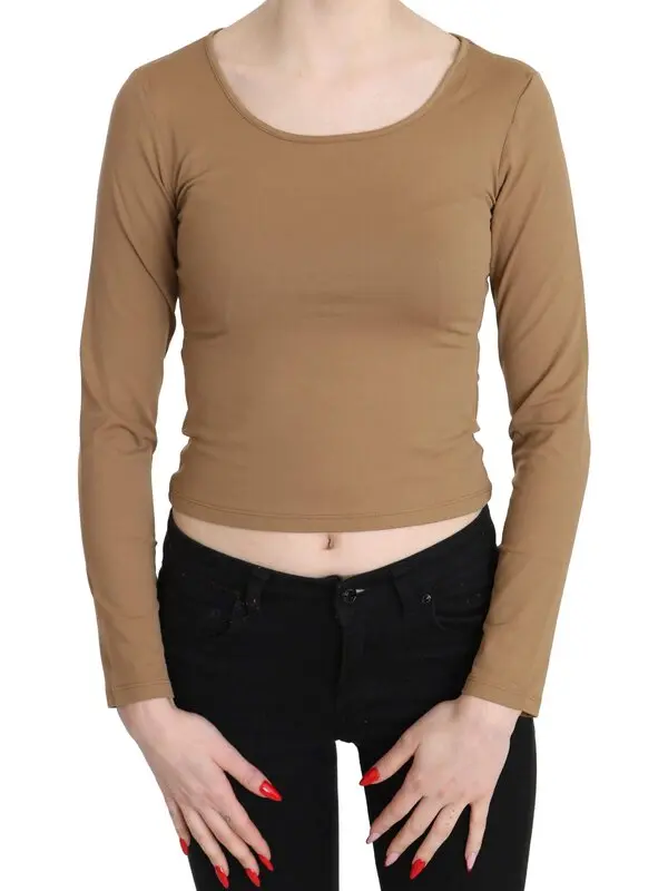 GF FERRE Long Sleeve Crop Top - Brown