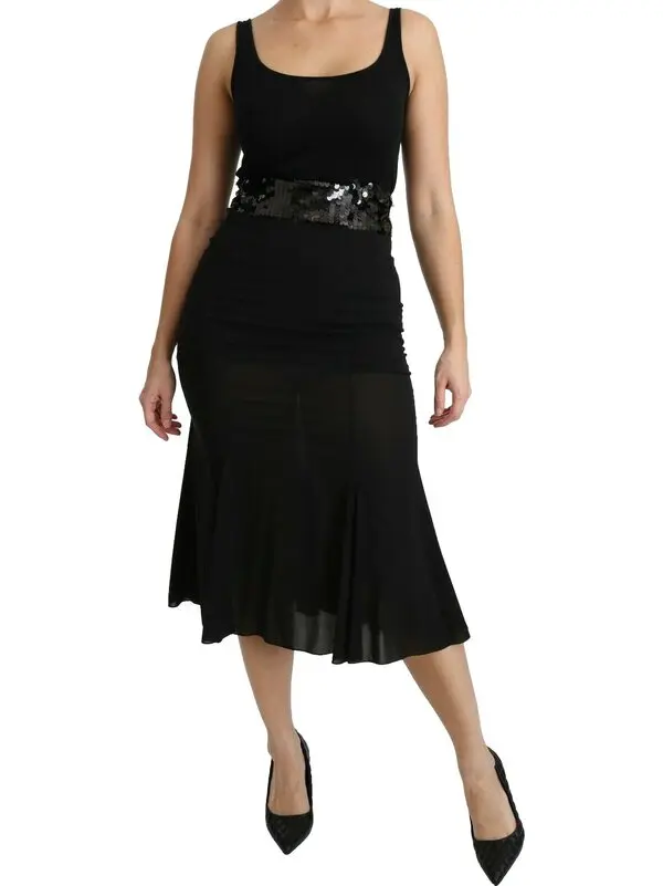 Dolce & Gabbana Mermaid High Waist Midi Skirt - Black