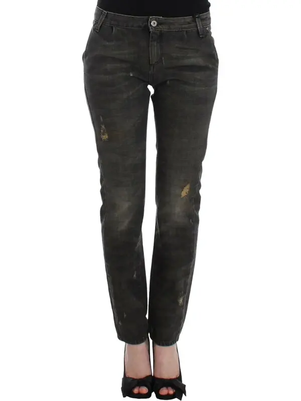 Costume National Distressed Straight Leg Jeans - Gray