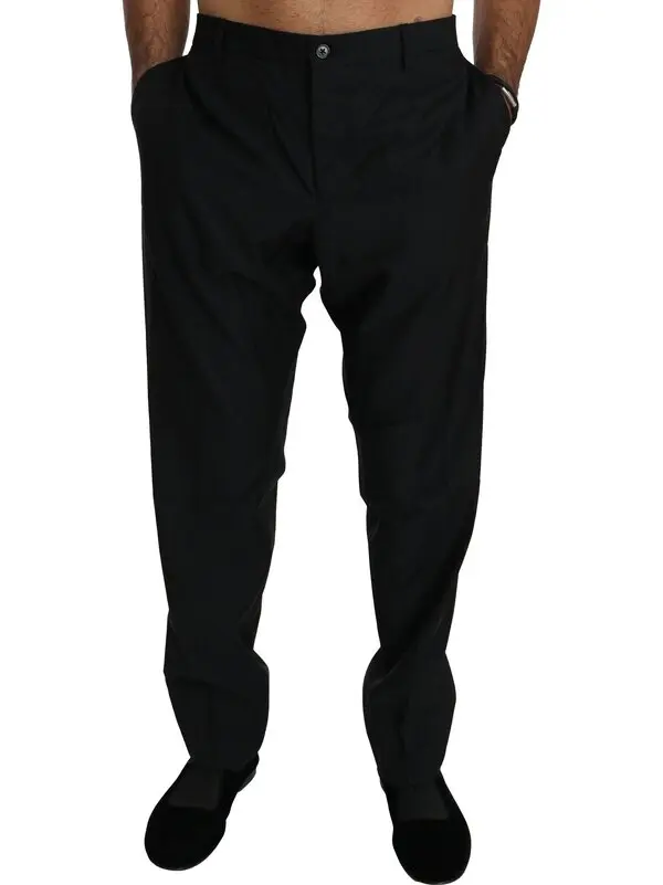 Dolce & Gabbana Formal Virgin Wool Dress Trousers - Black