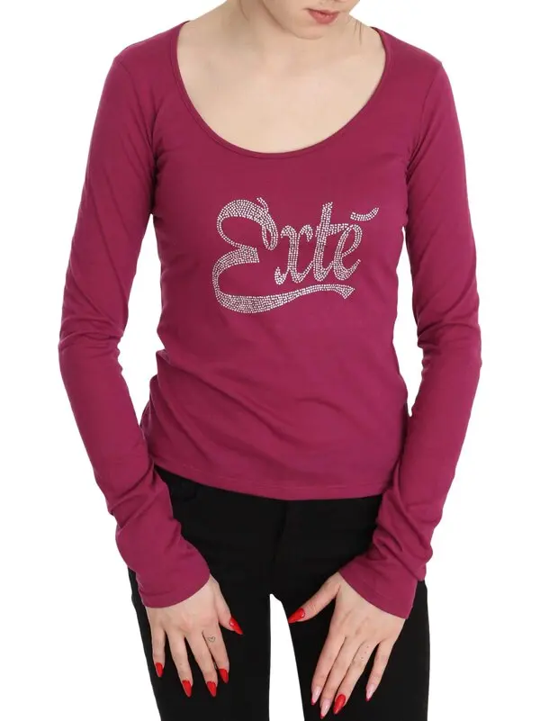 EXTE Crystal Embellished Long Sleeve Top - Pink