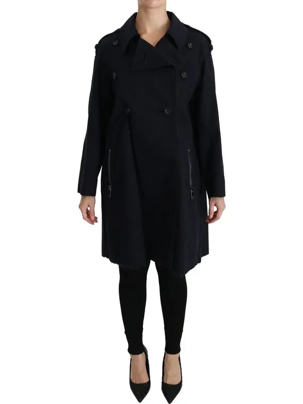 Dolce & Gabbana Cotton Trench Coat Jacket - Blue