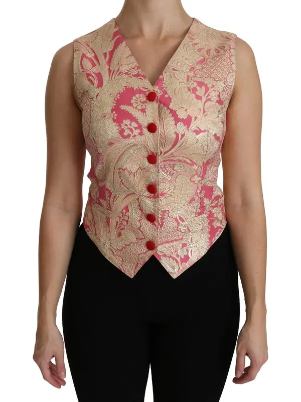 Dolce & Gabbana Brocade Sleeveless Vest Top - Pink
