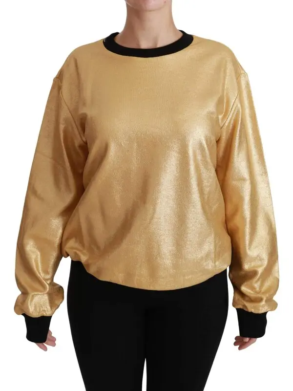 Dolce & Gabbana Cotton Crewneck Pullover Sweater - Gold