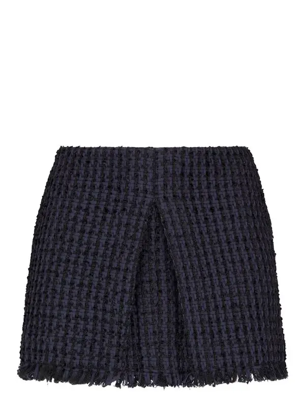 Dsquared2 Tweed Miniskirt With Frayed Hem - Navy Blue