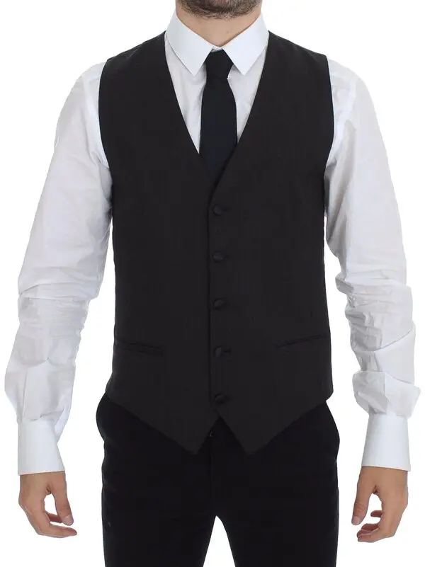 Dolce & Gabbana Wool Stretch Dress Vest - Gray