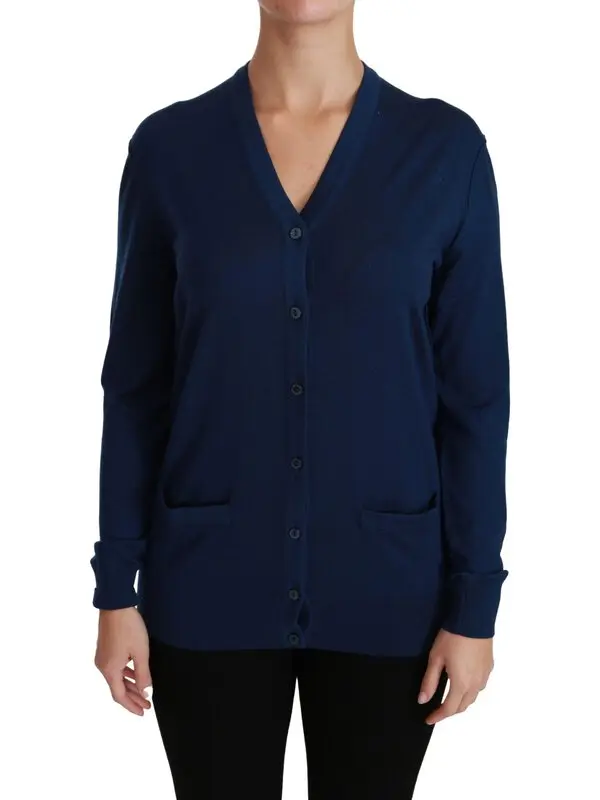 Dolce & Gabbana Button Cardigan Virgin Wool Sweater - Blue